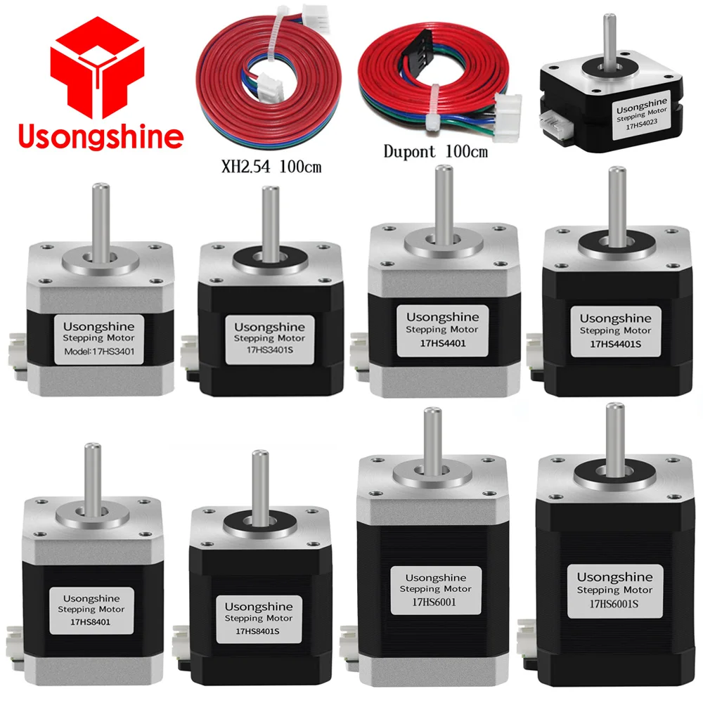 Nema17-Stepper-Motor-23-34-38-48-60mm-Hybrid-42BYGH-17HS4401-2-phase-4 ...