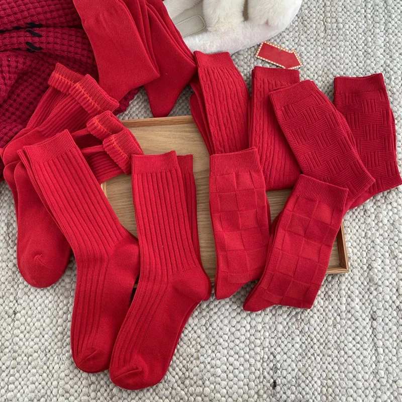 New-Year-s-Socks-For-Women-Winter-Casual-Red-Casual-Warm-Socks-Female ...