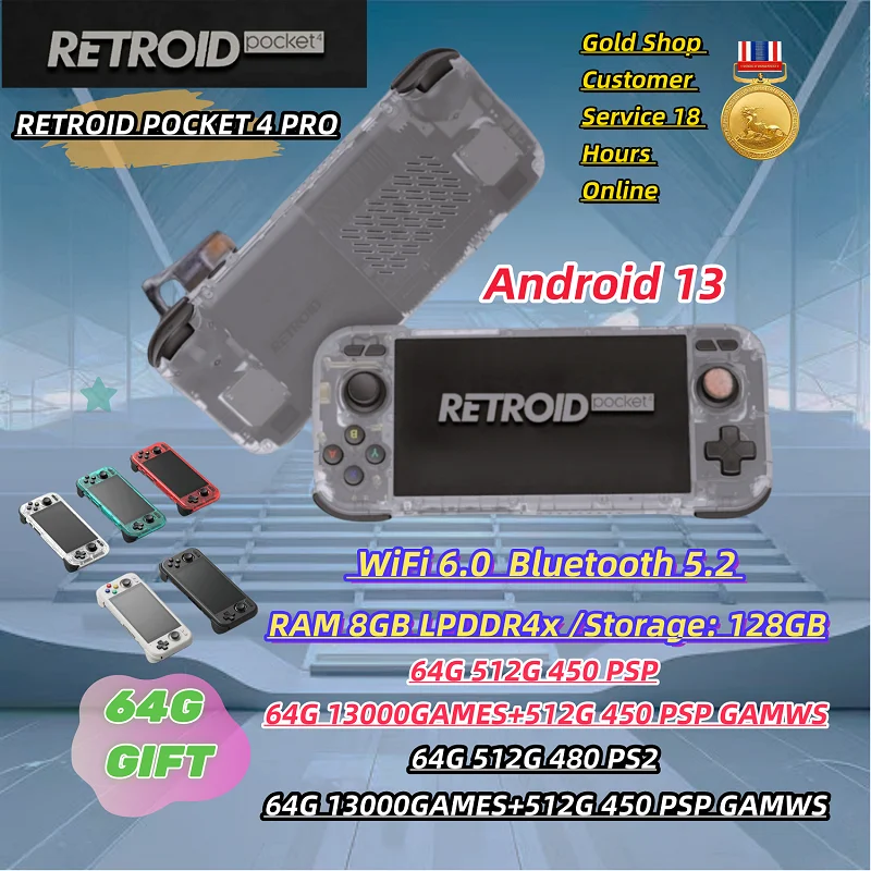 Retroid-Pocket-4-Pro-4-7-Inch-Video-Game-8G-128GB-RP4-Handhelds-Retro ...