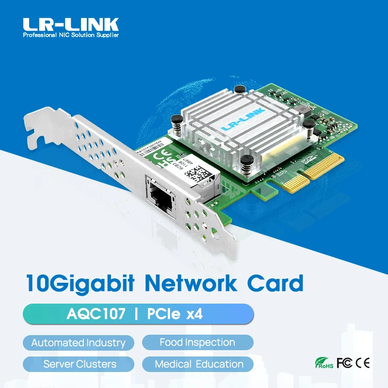 LR-LINK 6880BT PCIe x4 Single Port 10G Gigabit Ethernet RJ45 Copper ...