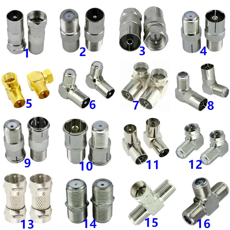 2PCS-F-Type-to-TV-IEC-90-Degree-TV-Aerial-Antenna-Plug-Connector-Right ...