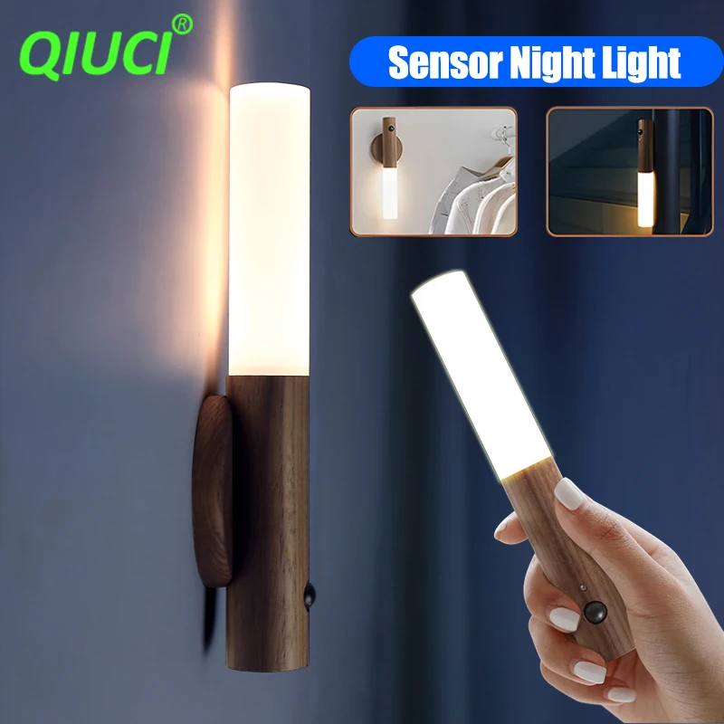 LED-Imitation-Wood-USB-Night-Light-Magnetic-Wall-Lamp-Cabinet-Closet ...