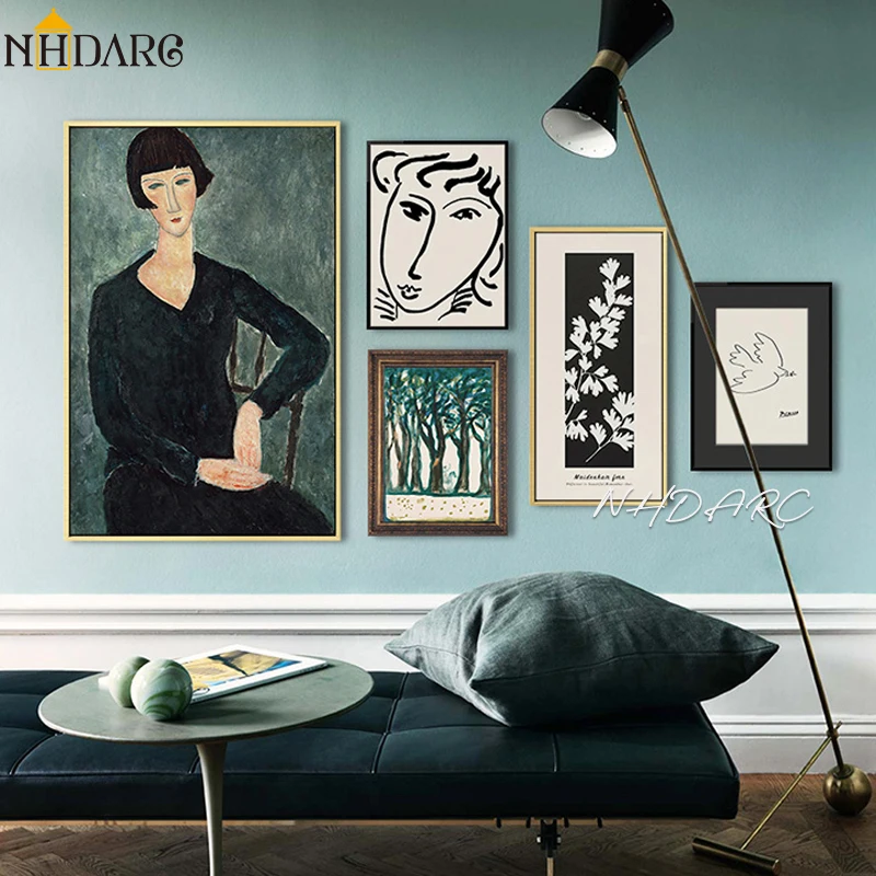 Classic Amedeo Modigliani Picasso Artwork Collection Sketch Canvas ...