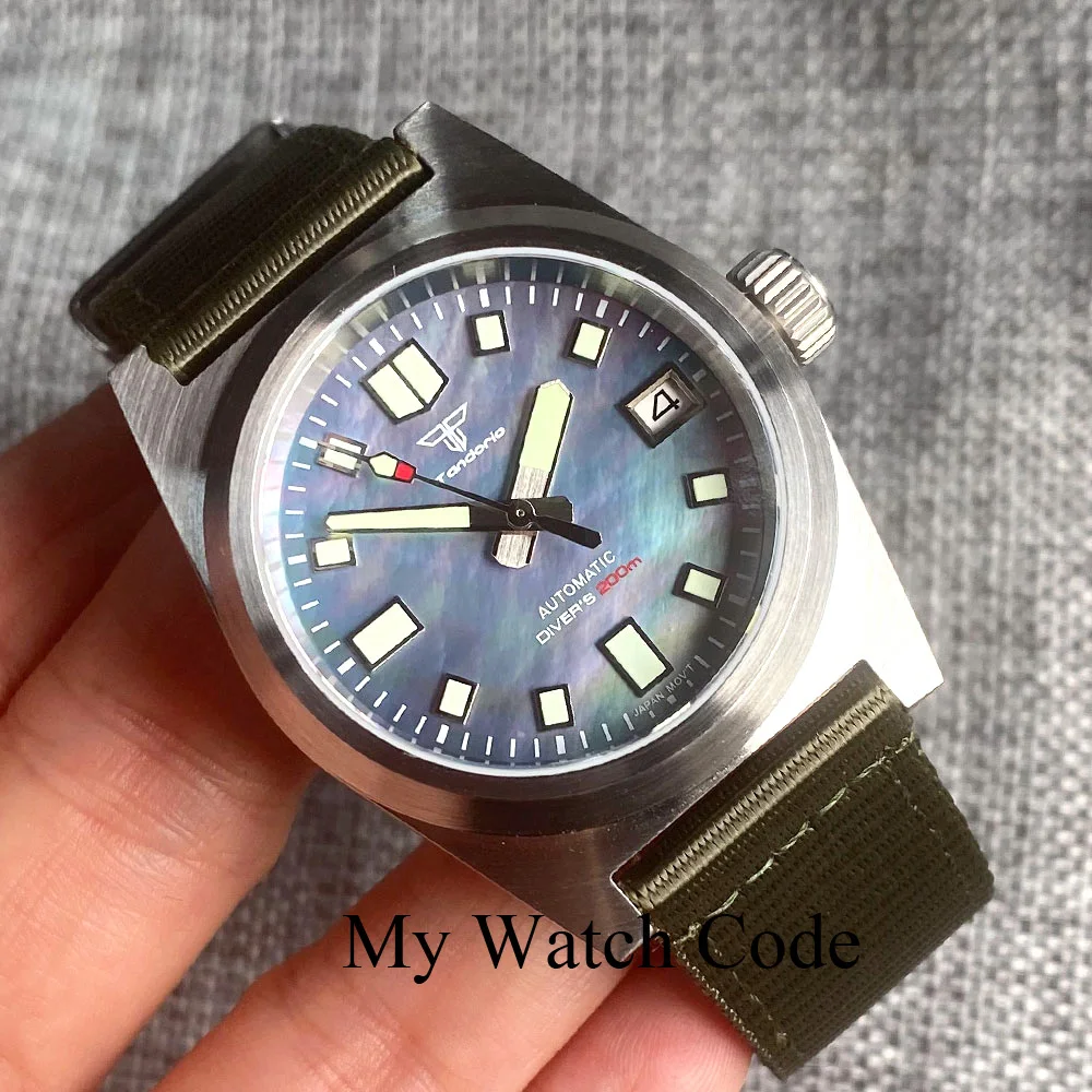 Tandorio MOP Dial 200m Dive Automatic Watch Men Steel 62mas Pilot ...