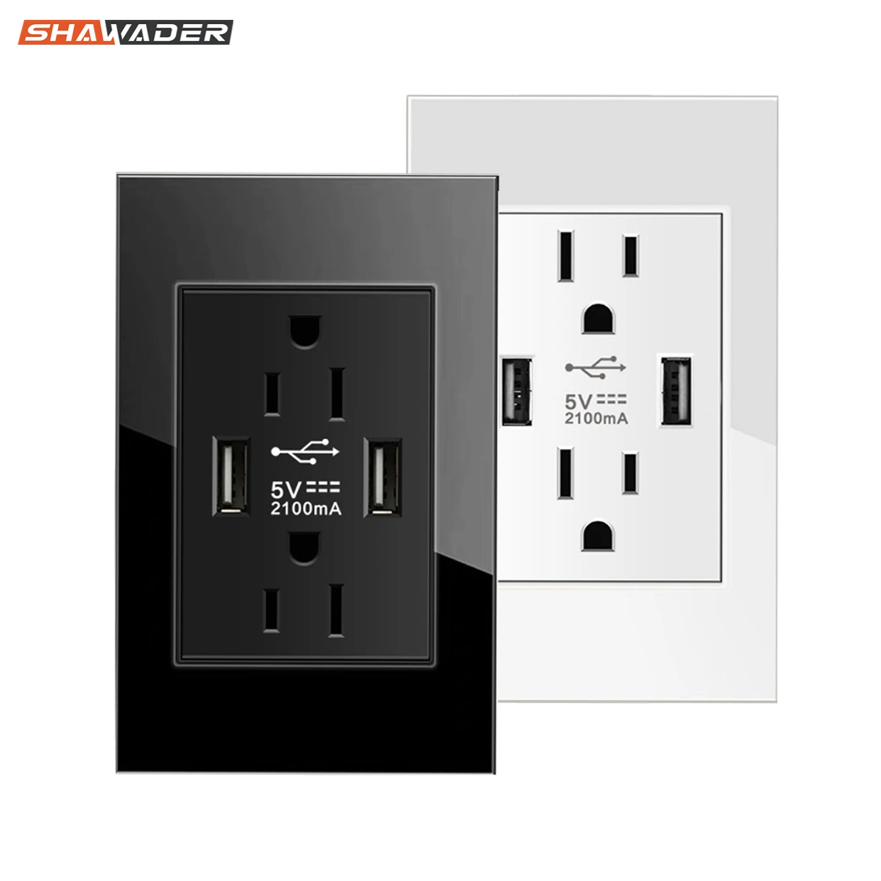 Shawader-US-Wall-Duplex-Plug-Socket-Electrical-Outlet-2-1A-Dual-USB ...