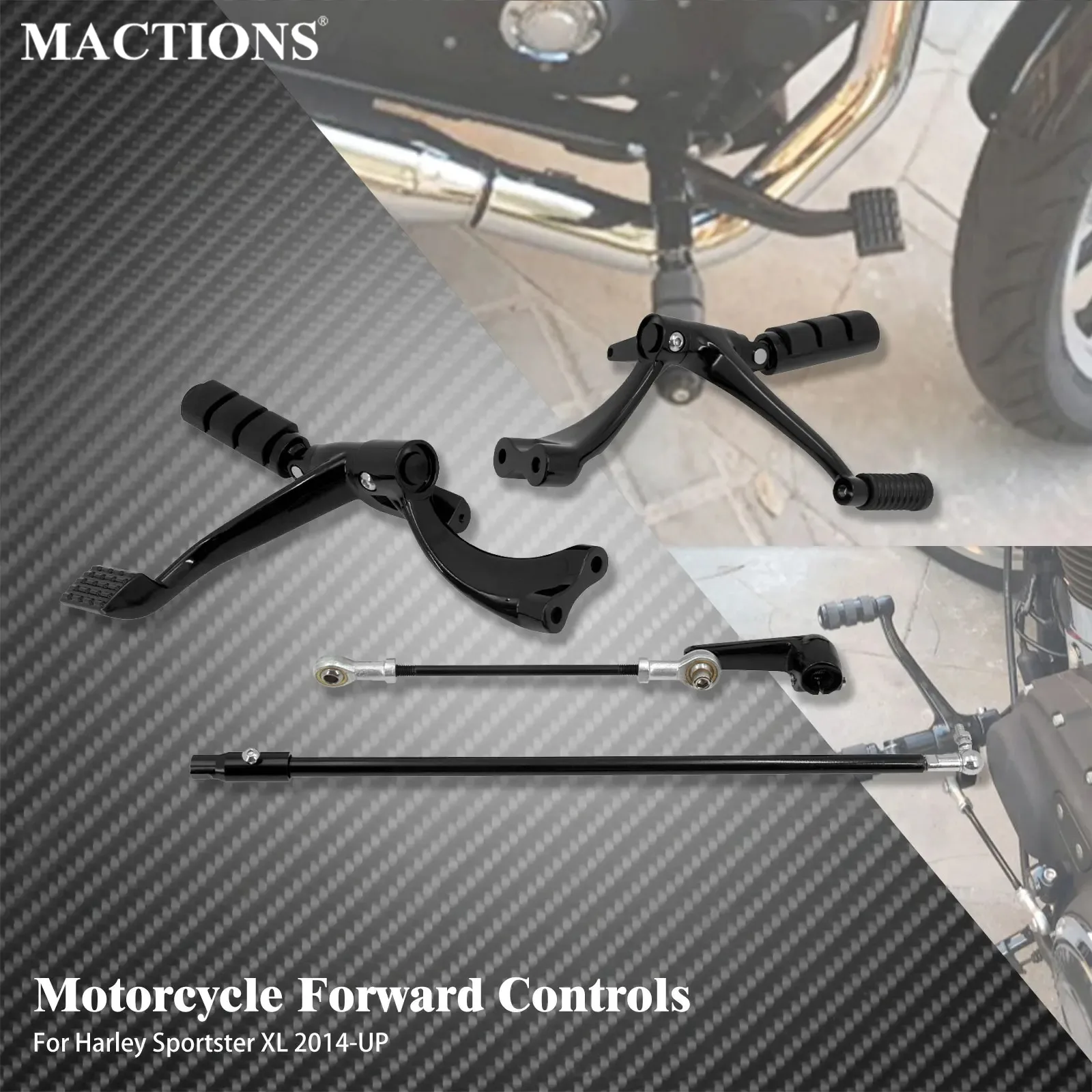 Motorcycle-Forward-Controls-Complete-Kit-Pegs-Levers-Linkages-Black ...