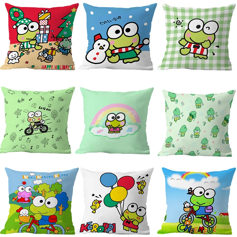 Kawaii Sanrio Kerokero Keroppi Pillowcase Cartoon Home Bedroom Cushion ...