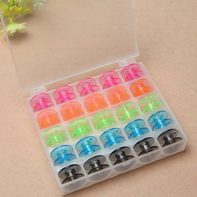 25Pcs/Set Plastic Threads Bobbins Sewing Machine Spools DIY Embroidery ...