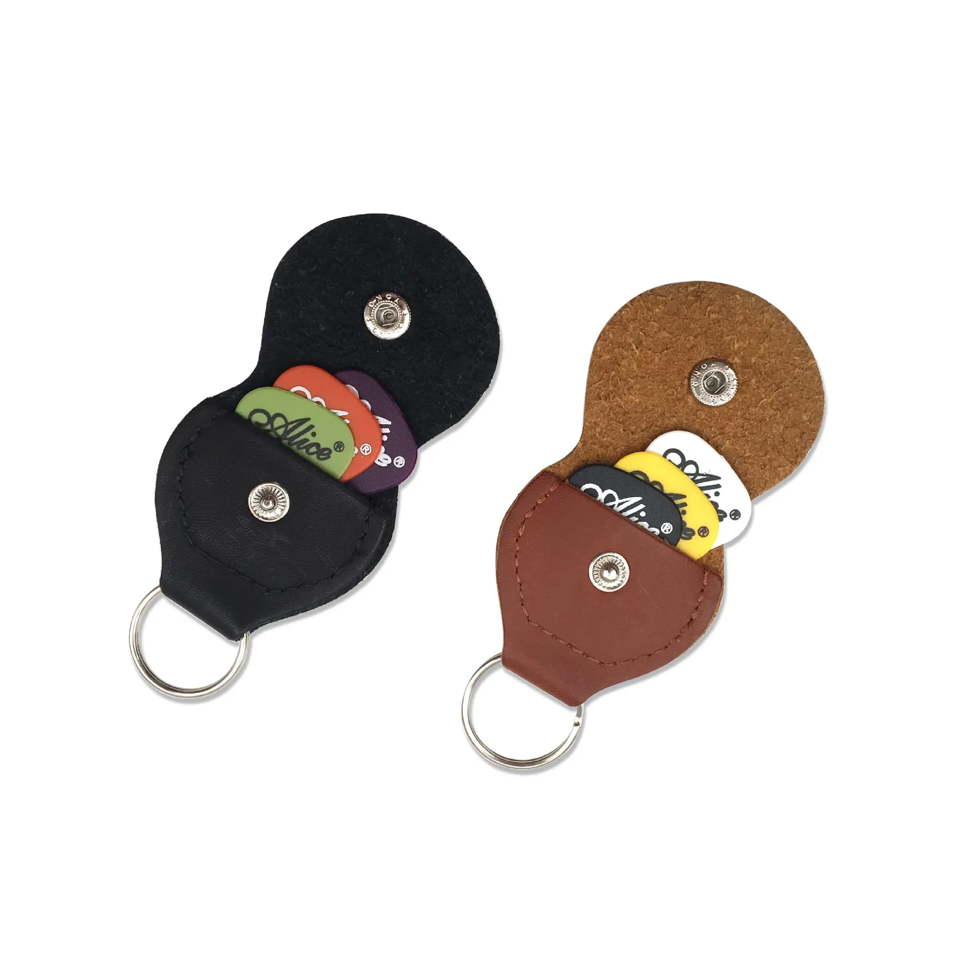 1-PC-High-Quality-Guitar-Pick-Holder-Key-Ring-Keychain-Black-Leather ...