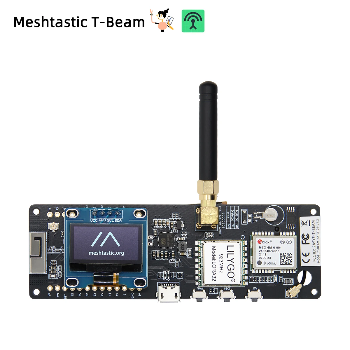 LILYGO-TTGO-Meshtastic-T-Beam-LoRa-ESP32-Development-Board-433-868 ...