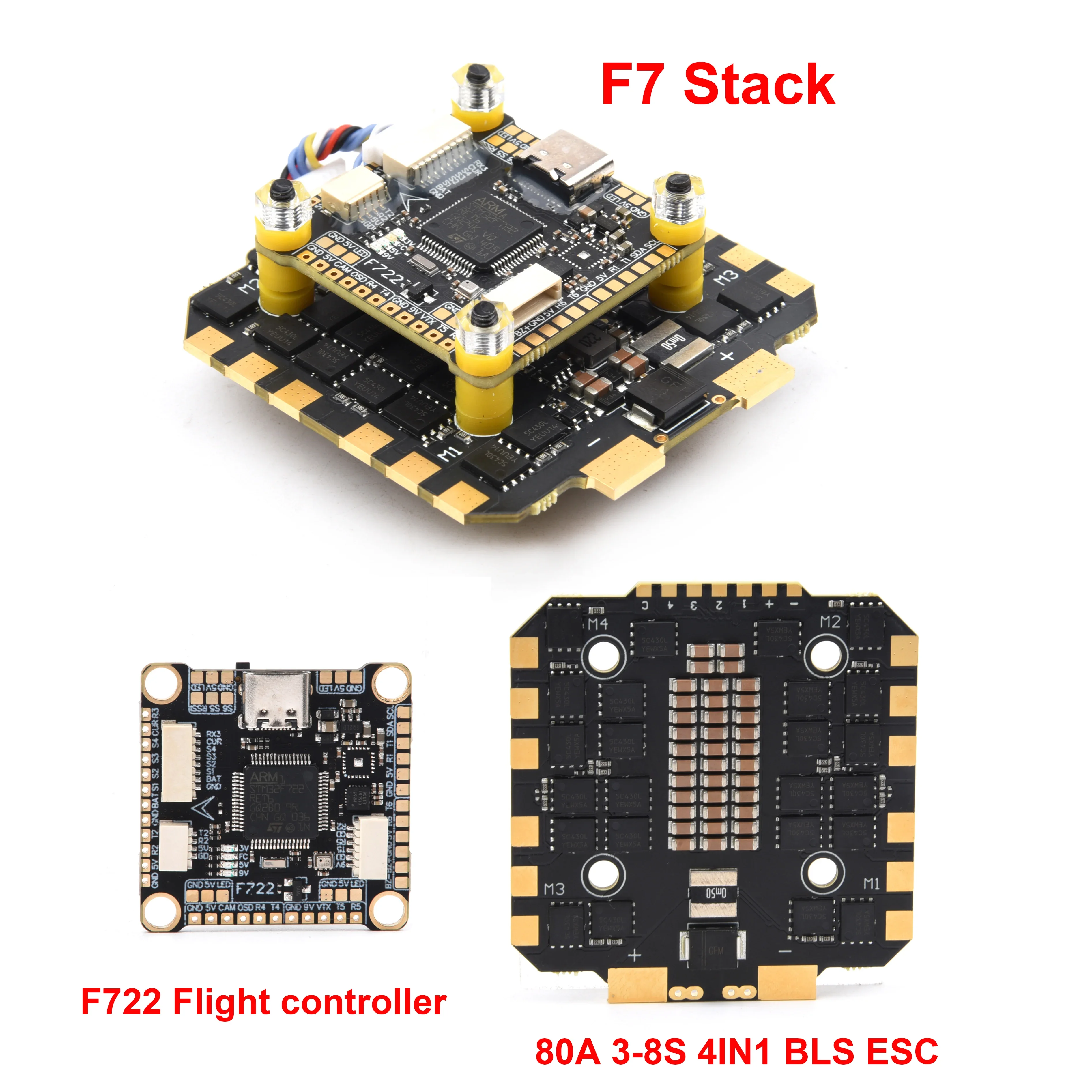 F4 F405 / F7 F722 F722HD MPU6500 Flight Controller 80A 4in1 ESC STACK 3 ...