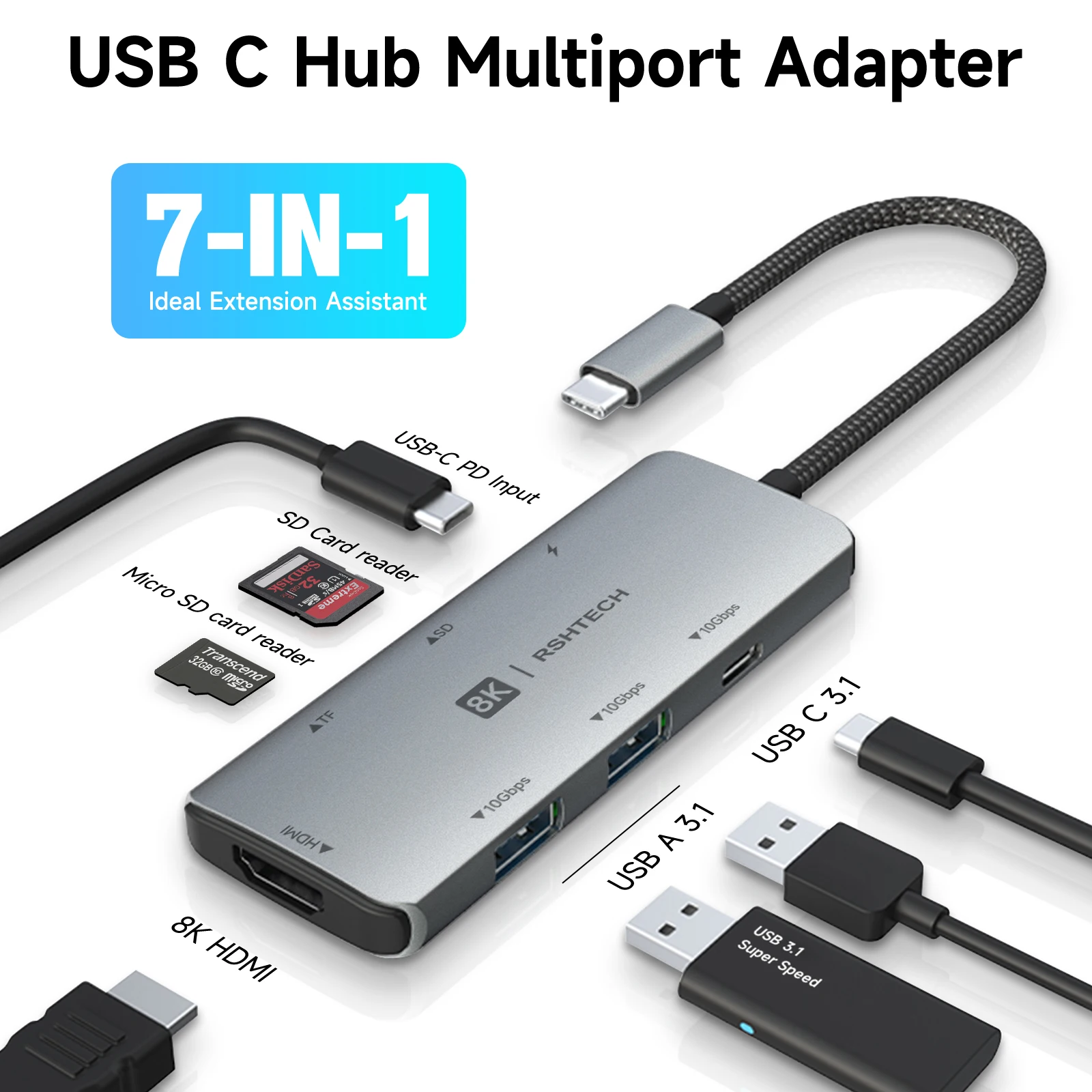 RSHTECH-Hub-USB-C-hdmi-4k-120hz-8K-HDMI-10gbps-velocidad-de ...