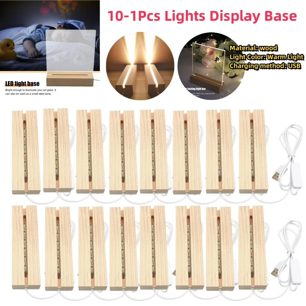 Pantalla-de-luz-LED-de-madera-Base-iluminada-de-cristal-soporte-de ...