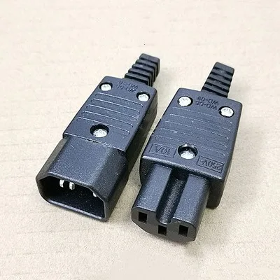 10A-250V-Black-IEC-C13-C14-female-male-Plug-Rewirable-Power-Connector-3 ...