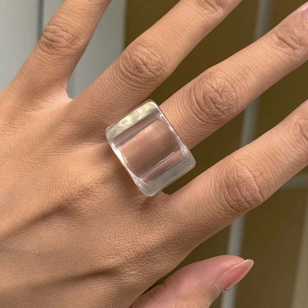 Temperament-Colored-Acrylic-Ring-New-Women-Fashion-Geometric-Square ...