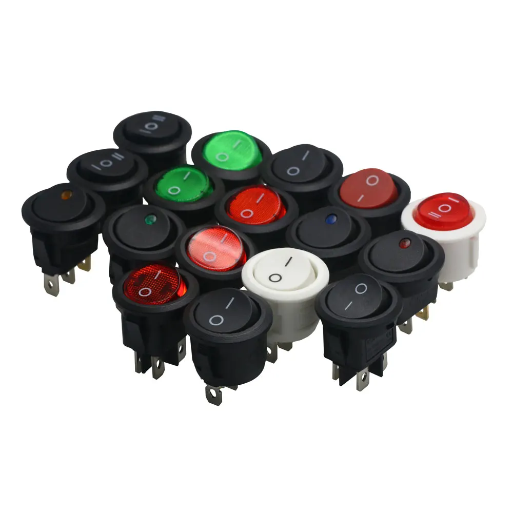 5-20PCS-ON-OFF-Round-Rocker-Switch-LED-illuminated-Car-Dashboard-Dash ...