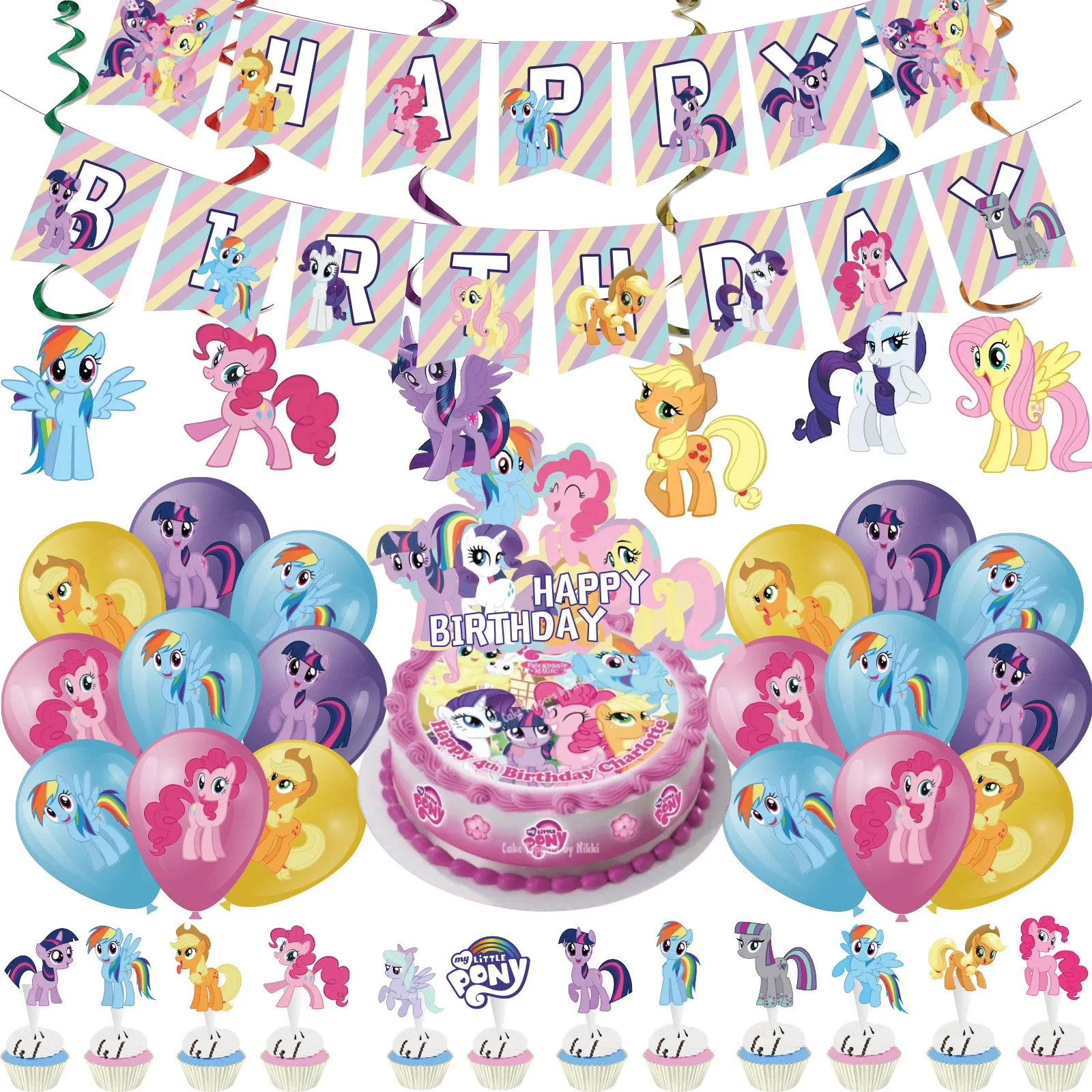 My-Little-Pony-Party-Decorations-Set-Cartoon-Pinkie-Pie-Balloons ...