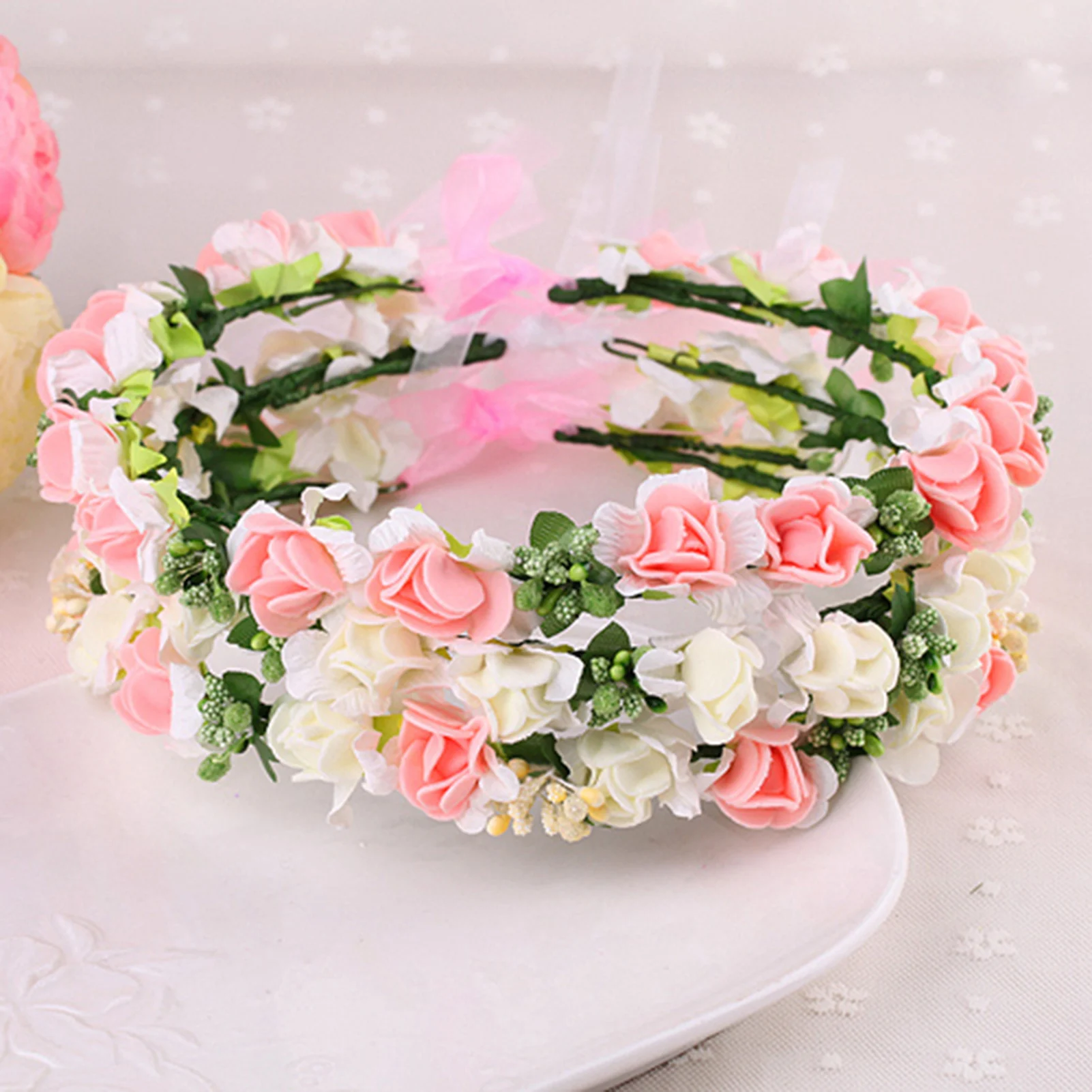 Bohemian Style Flower Crown For Women Handmade Gauze Flora Headband ...