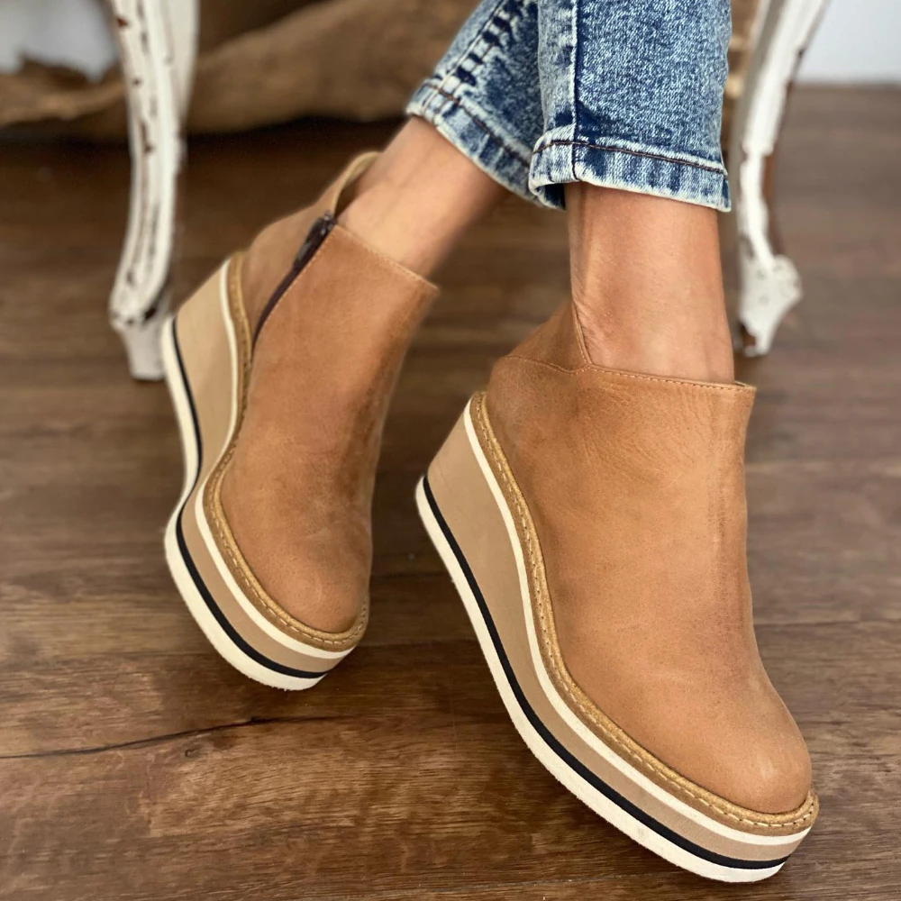 Botines-de-cu-a-con-cremallera-para-mujer-botas-modernas-de-punta ...