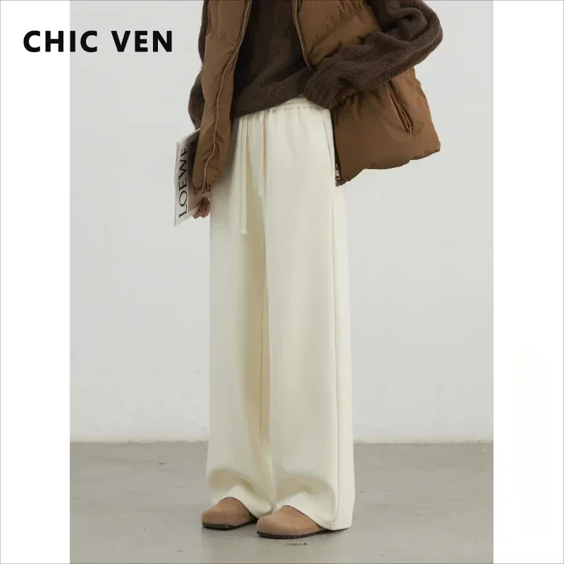 CHIC VEN Women's Casual Pants Loose Solid New Elastic Waistband ...