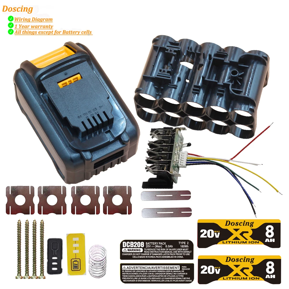 10*21700 for Dewalt 20V 18V Li-Ion Battery Case DCB183 DCB200 DCB208 ...