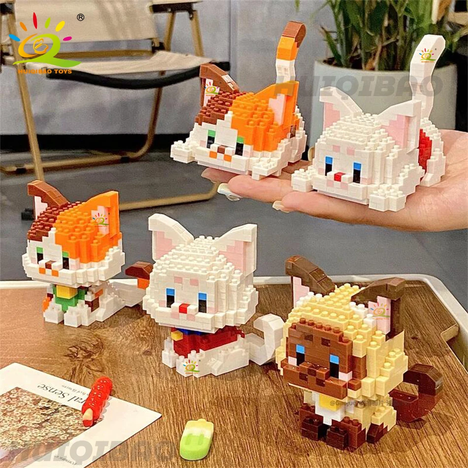 HUIQIBAO-Cute-Cat-Micro-Model-Building-Block-Kids-Mini-Pets-City ...