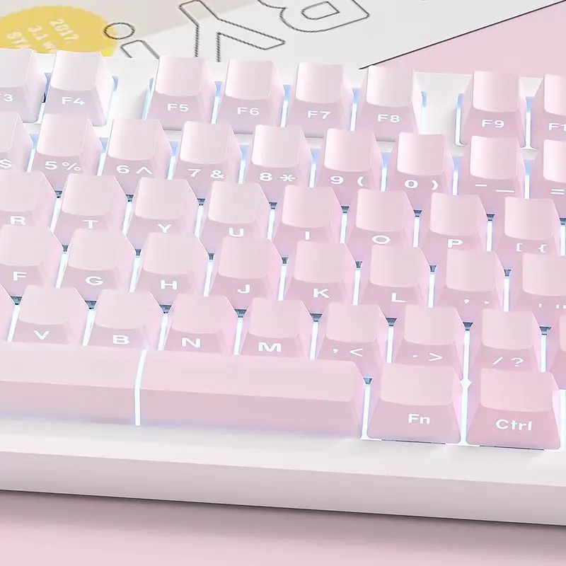 Side-Printed-RGB-Backlit-Keycaps-Sakura-Pink-Double-Shot-PBT-Keycaps ...