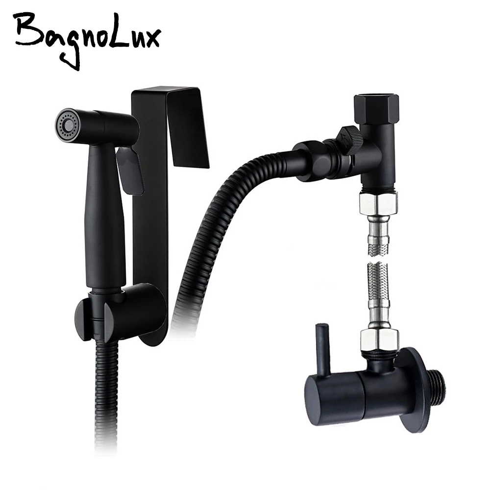 Black-Stainless-Steel-Toilet-Hanger-Brass-Water-Stop-Valve-Water ...