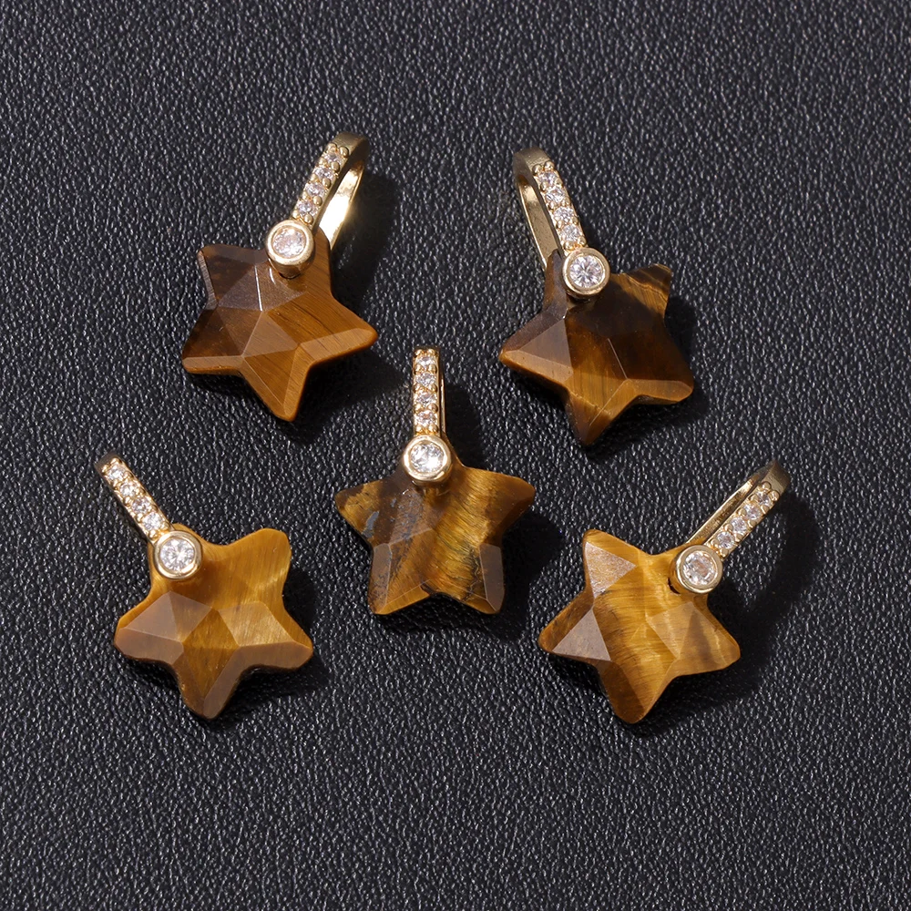 Wholesale-5pcs-Tiger-Eye-Quartz-Opal-Stars-Stone-Charms-For-Fine ...