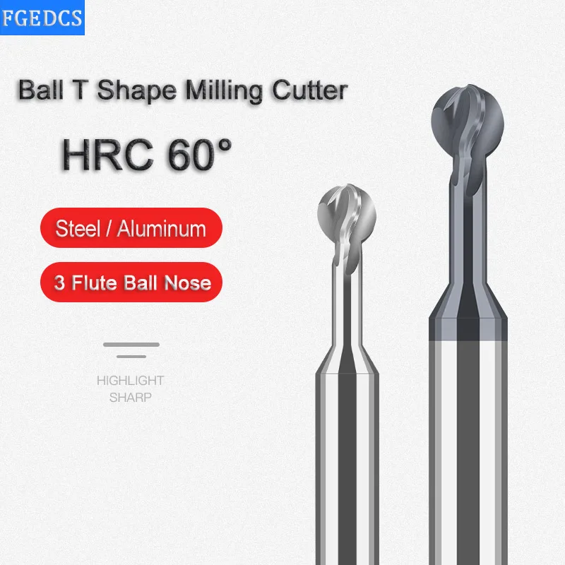 Ball T-shaped Arch Milling Cutter Lollipop End Mill ball t slot endmill ...