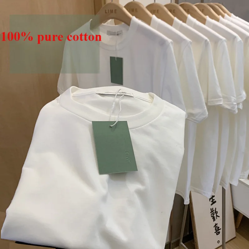 100-Pure-Cotton-Long-Short-Sleeved-T-shirt-for-Men-Loose-Large-White ...