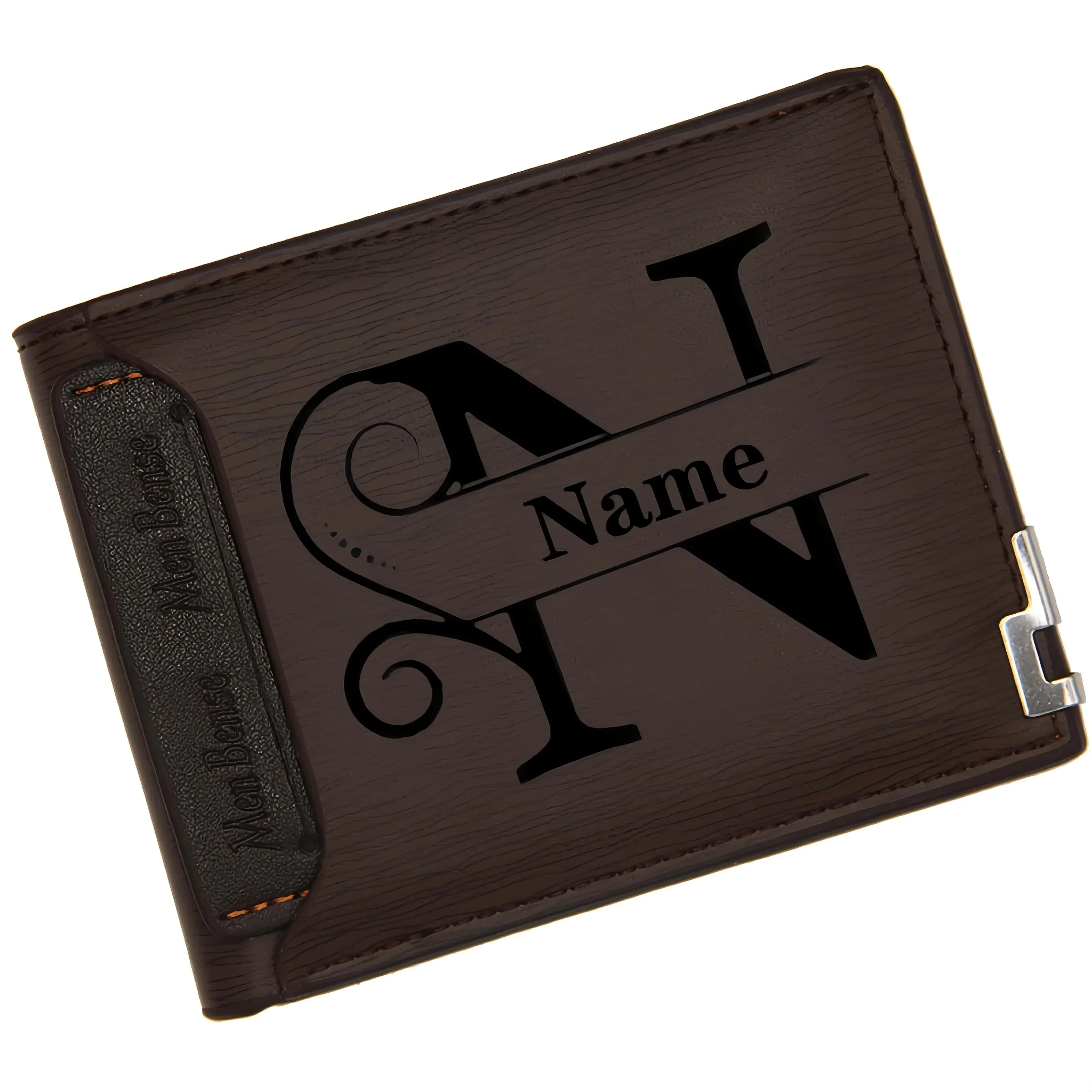 Personalized Name Men's PU Leather Wallet Engraved Initials & Name Gift ...