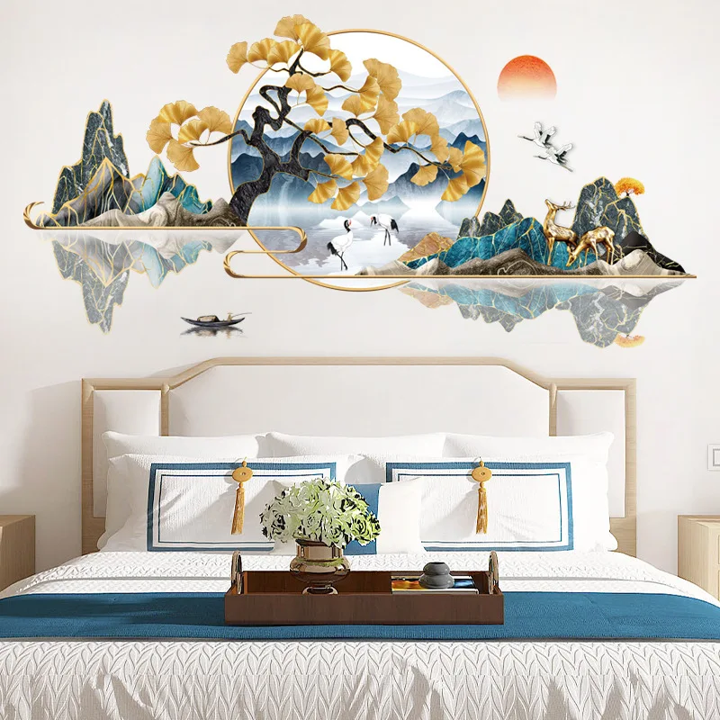 Chinese-Style-Stickers-Landscape-Wall-Stickers-Birds-Wallpapers-for ...