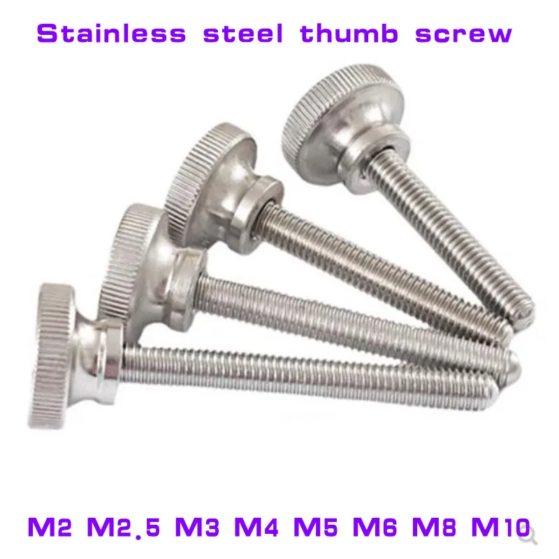 1/10pcs M2 M2.5 M3 M4 M5 M6 M8 M10 304 Stainless Steel Knurling Head Knurled Thumb Screw Hand ...