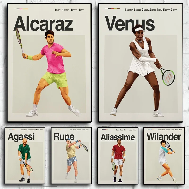 Legends-Athletes-Tennis-Poster-Aesthetic-ATP-Mid-Century-Modern-Tennis ...