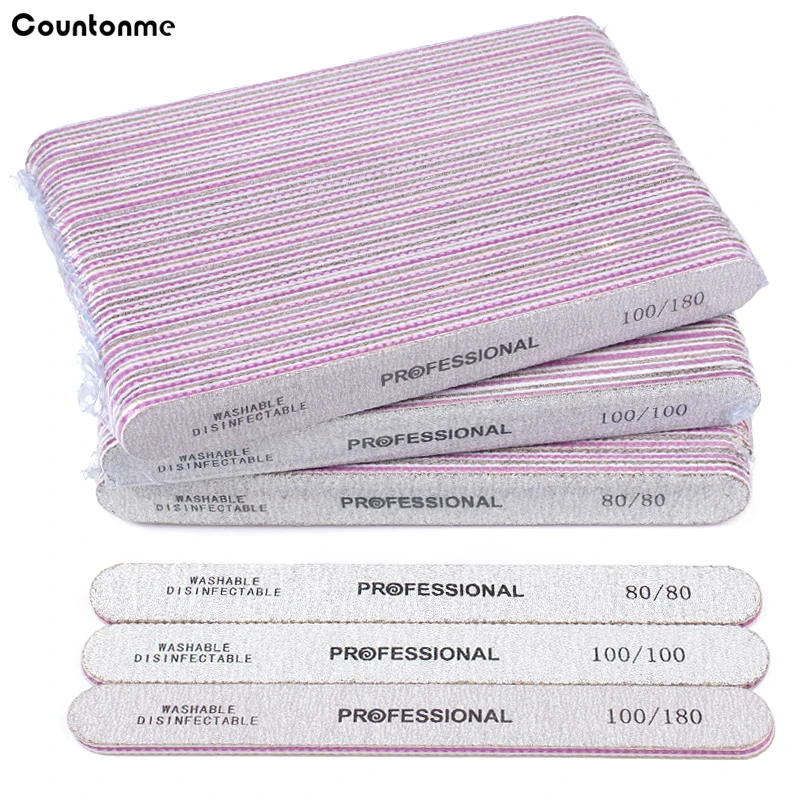 50Pcs-Double-Sided-Sandpaper-Nail-File-80-100-180-Emery-Board-Trimmer ...