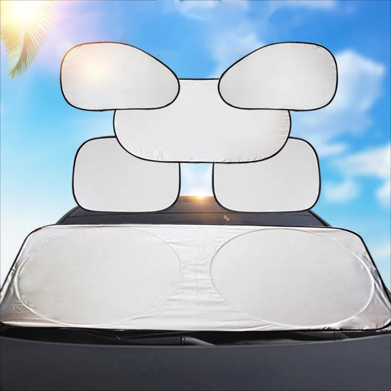 6Pcs Folding Silver Reflective Car Windshield Window Sun Shade Visor ...