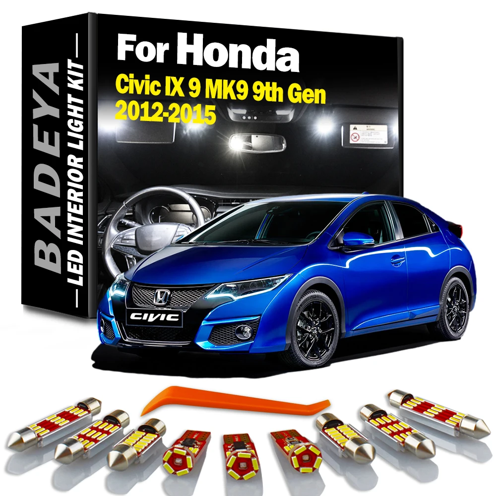 BADEYA-11Pcs-LED-Interior-Map-Dome-Light-Kit-For-Honda-Civic-IX-9-MK9 ...