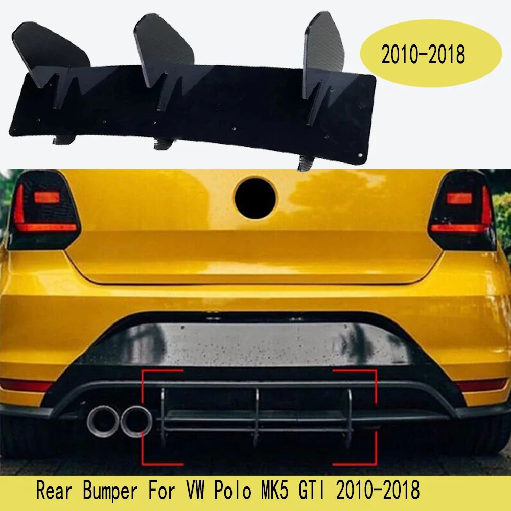 For-VW-Polo-MK5-GTI-3-Fins-Rear-Bumper-Diffuser-Spoiler-Splitter-Polo-5 ...