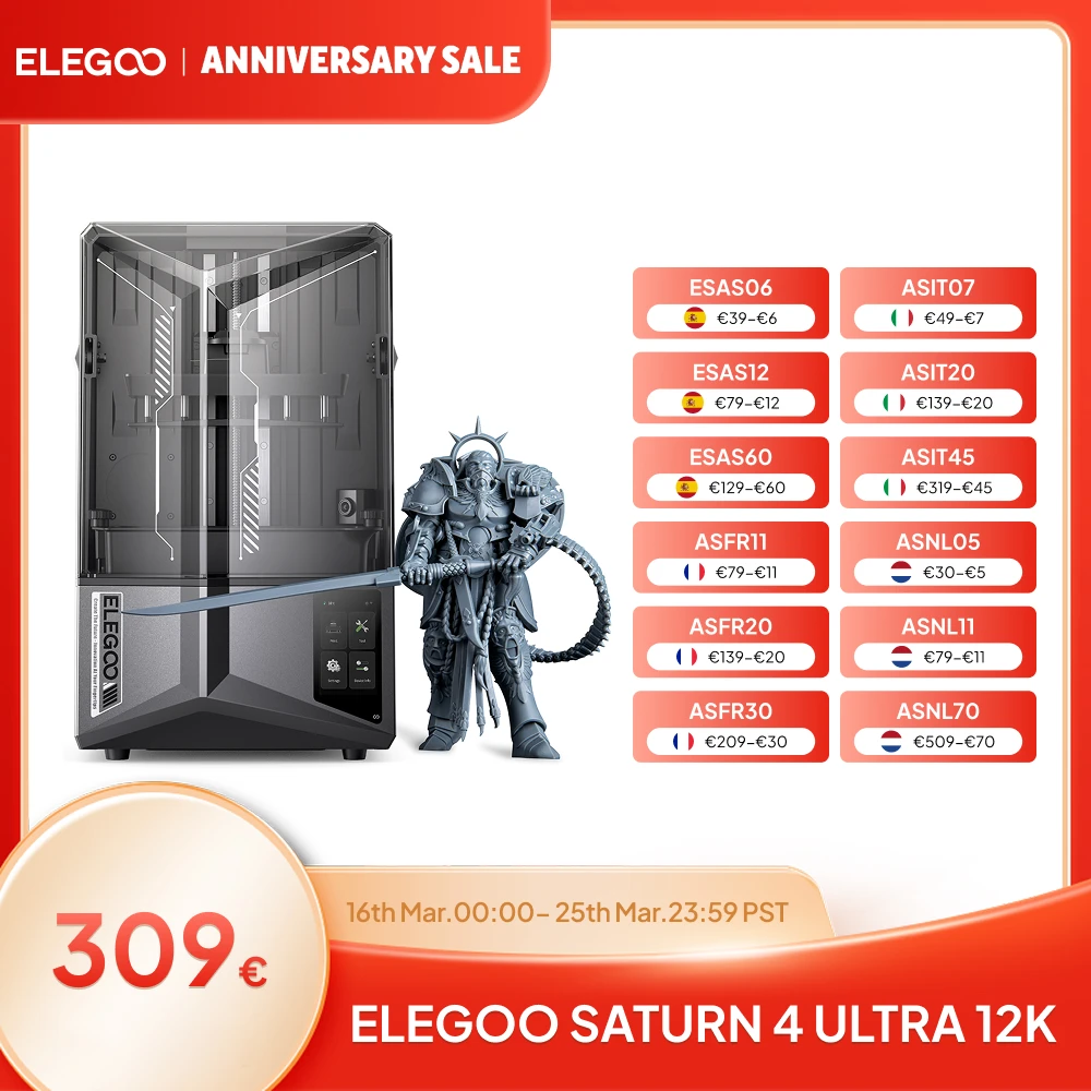 ELEGOO SATURN 4 ULTRA 12K Resin 3D Printer with Automatic Leveling, AI ...