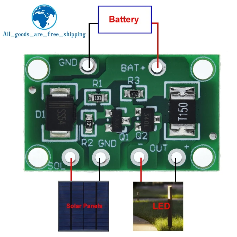 TZT-Solar-PCB-Controller-3-2V-3-7V-6V-12V-1A-Light-Control-Solar-Lawn ...