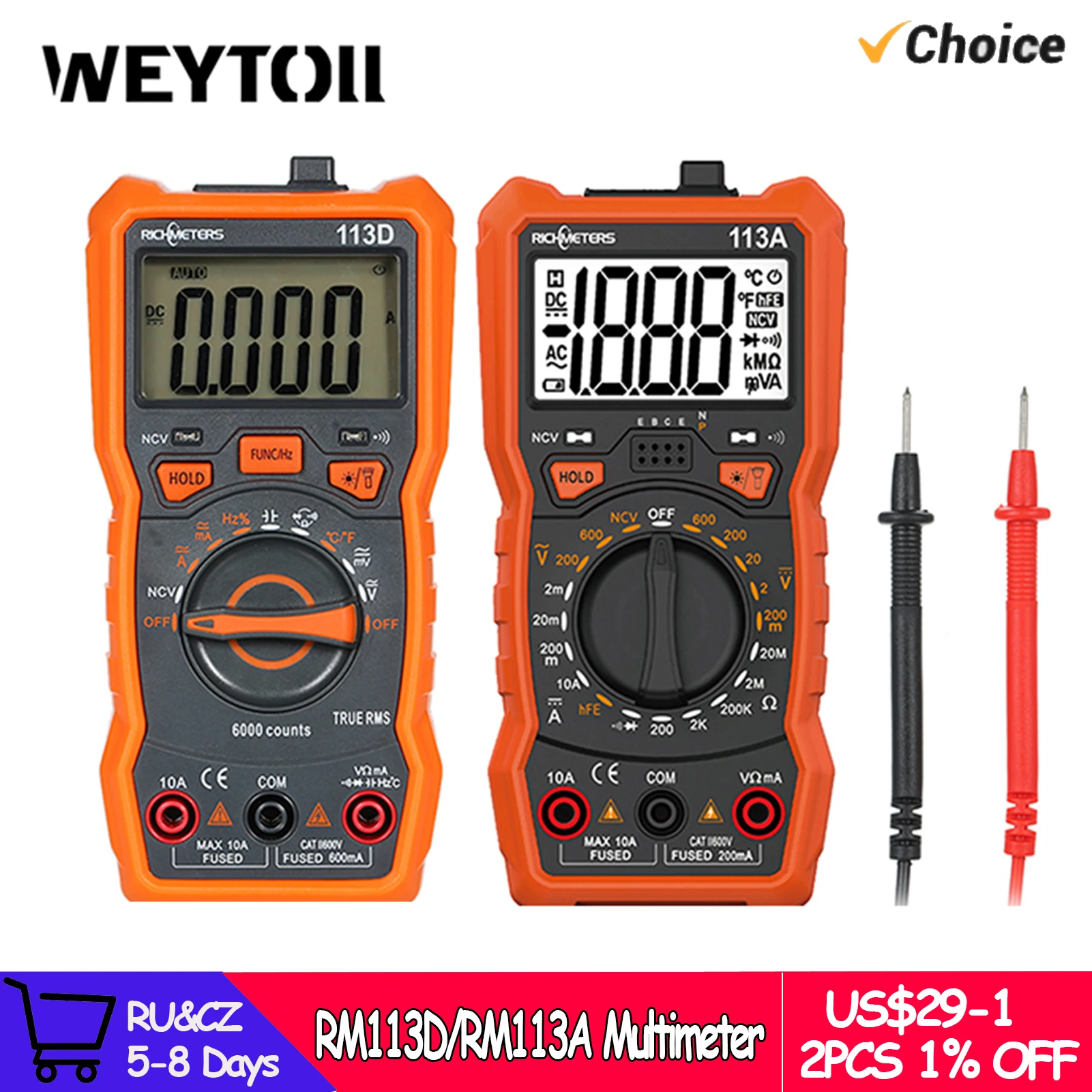 RICHMETERS-RM113D-RM113A-Multimetro-Tester-Digital-Multimeter-6000 ...