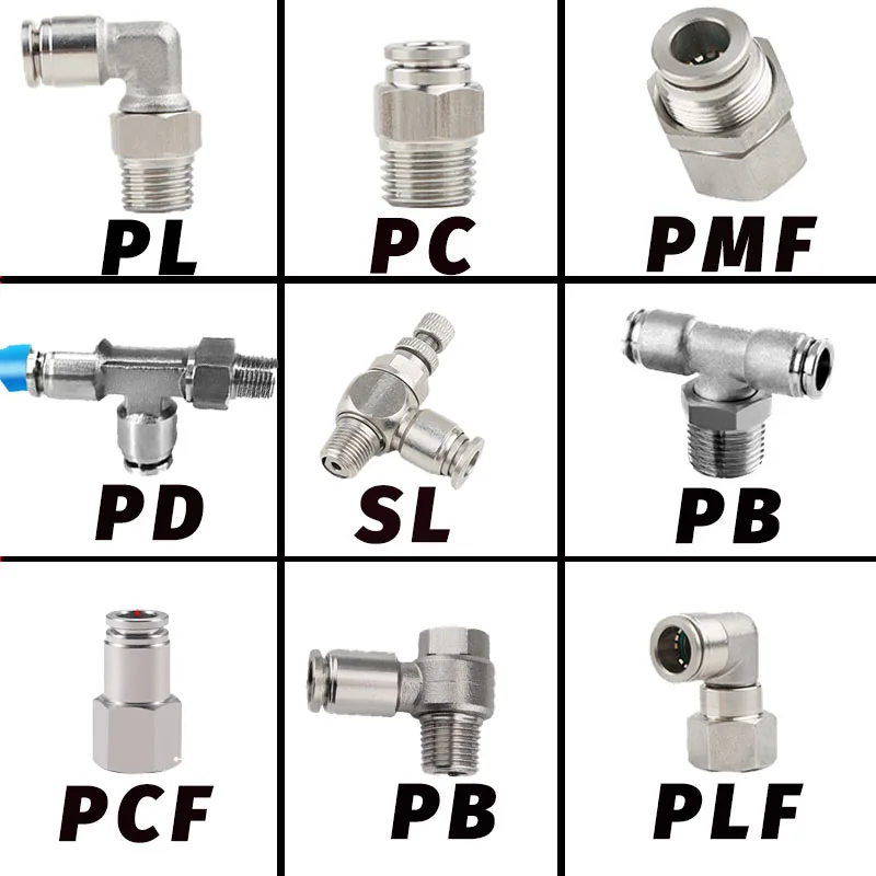 304-Stainless-Steel-Pneumatic-Hose-Fitting-PC-PCF-PL-PLF-PB-Air-Tube ...