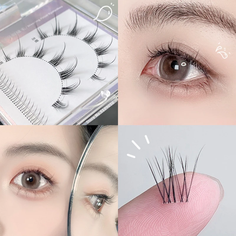 Individual Lashes Natural V-shaped Lower Under Eyelashes Single Cluster ...
