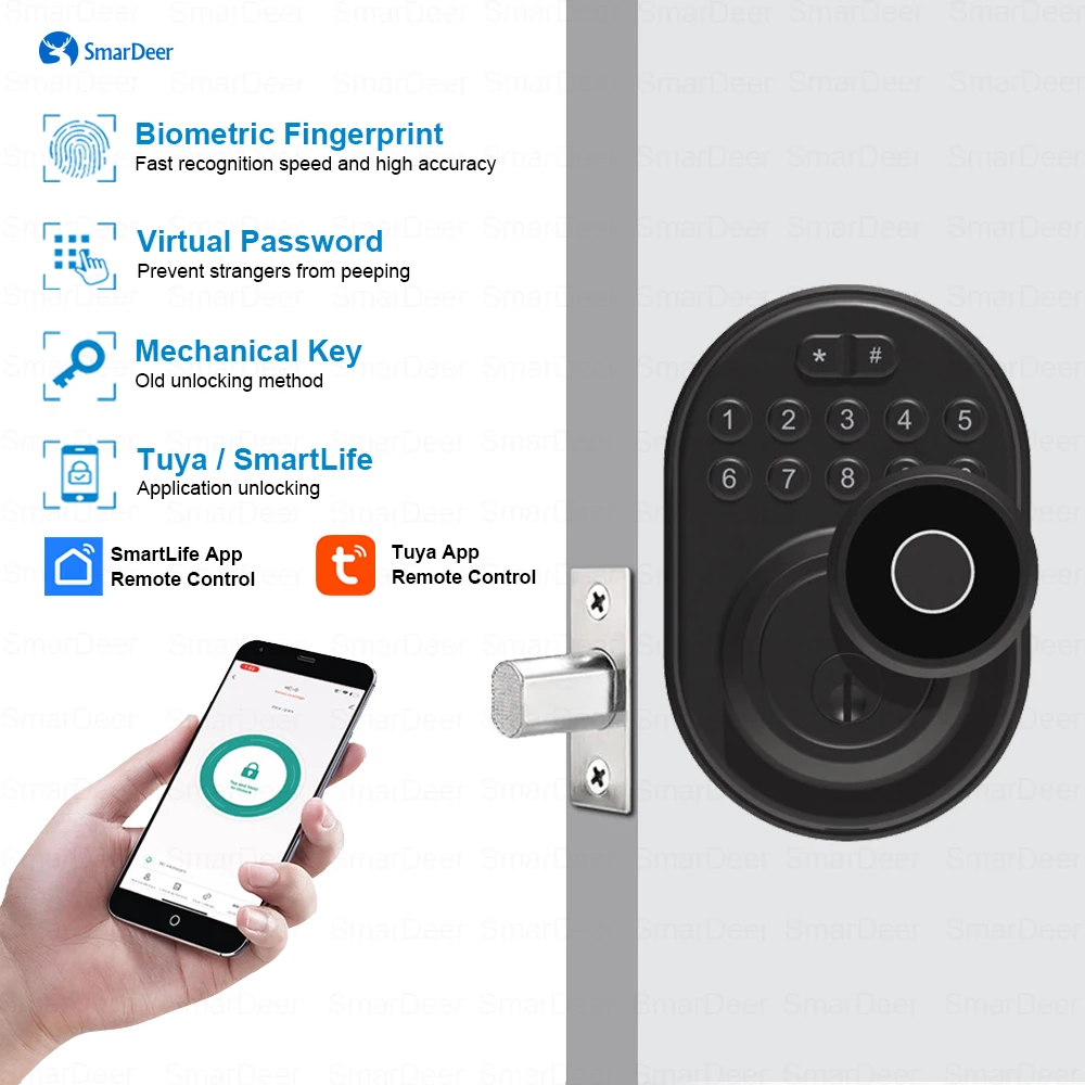 SmarDeer-4-in1-Electronic-Lock-for-Tuya-Smart-Lock-with-Deadbolt ...