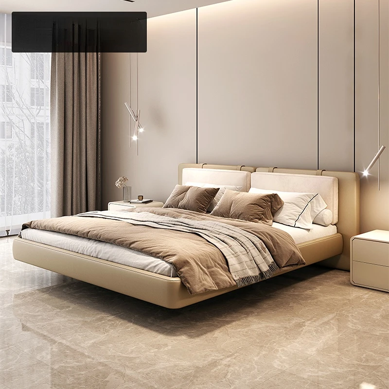 Suspended-bed-is-light-and-luxurious-modern-double-master-bedroom ...