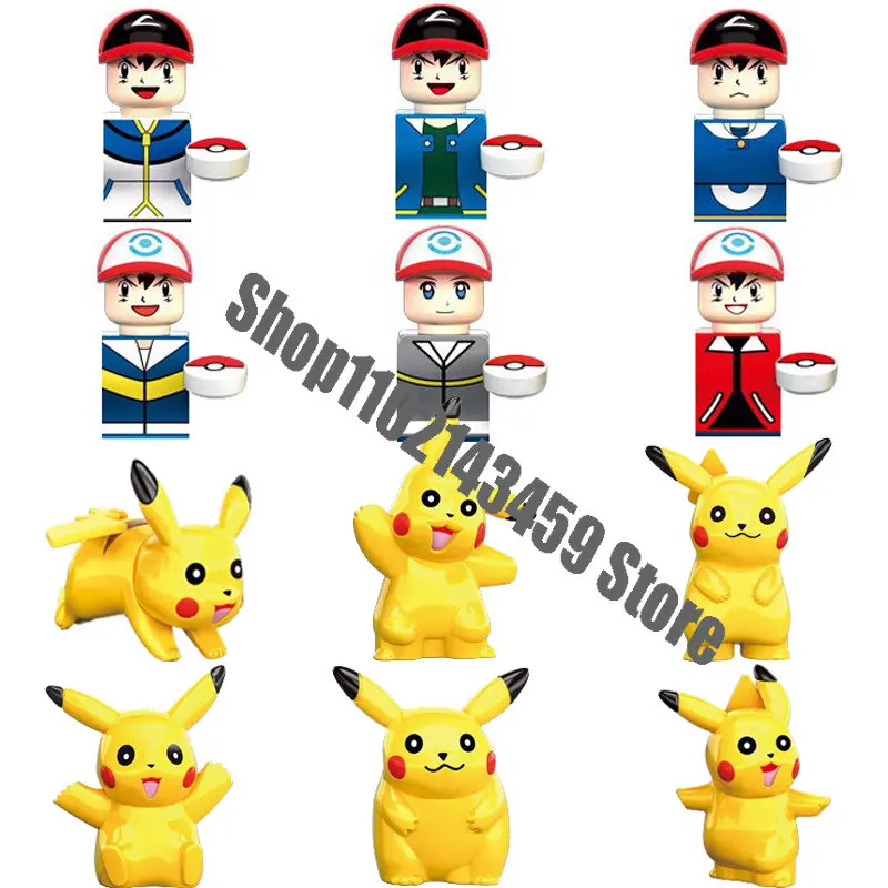 Pokemon anime cartoon Bricks Pikachu Building Blocks mini action toy ...