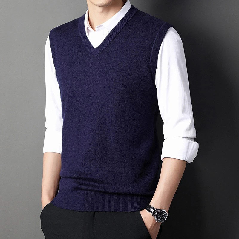 V-neck-Vest-Autumn-and-Winter-New-Men-s-Thickened-Sleeveless-Knit-Vest ...