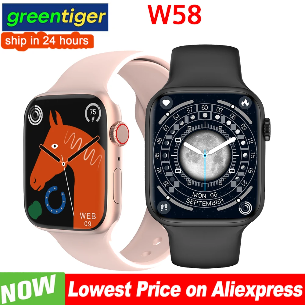 W58 iwo relógio inteligente masculino feminino 45mm 2.13 polegada série ...