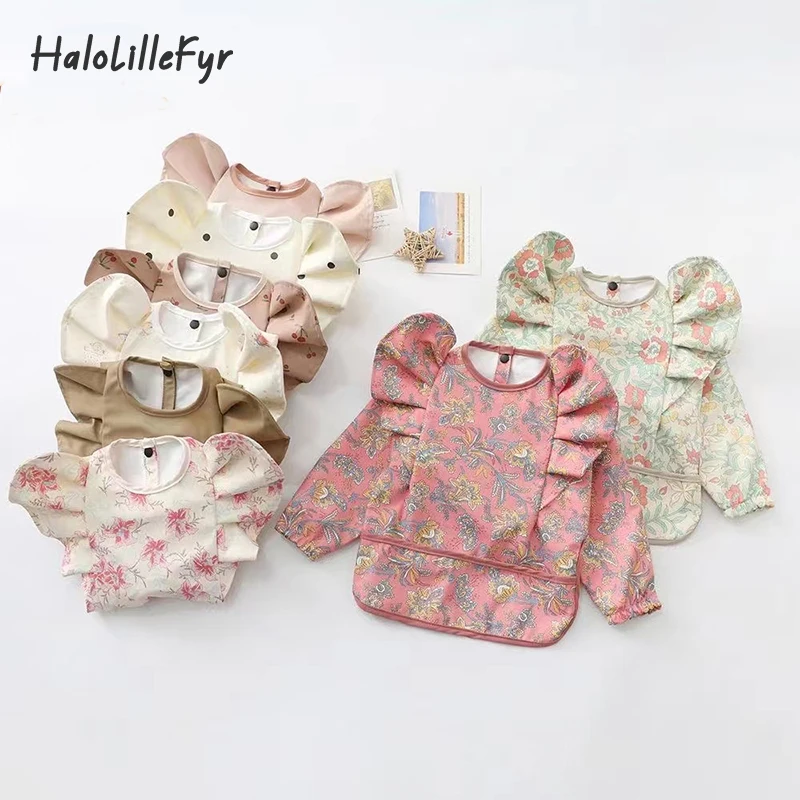 Baby Feeding Bibs Angel Wings Kids Waterproof Long Sleeve Art Smock ...